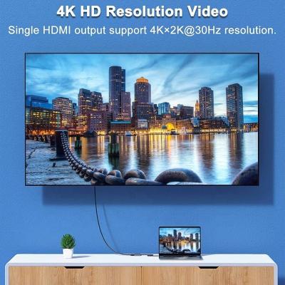 중국 타입 C 남성에서 이중 HDMI 여성 썬더볼트 3 USB-C 멀티 모니터 어댑터 케이블 4K 30Hz 판매용