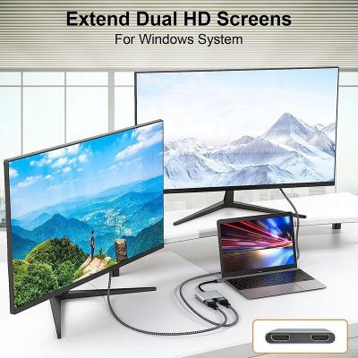 중국 타입 C 남성에서 이중 HDMI 여성 썬더볼트 3 USB-C 멀티 모니터 어댑터 케이블 4K 30Hz 판매용