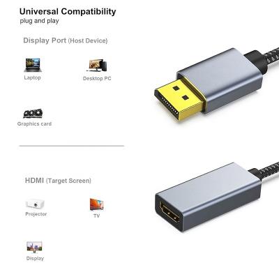 중국 4K 해상도 USB C 허브 디스플레이포트에서 HDMI 어댑터 케이블 남성에서 여성 1080P 4K30Hz 4K60Hz 판매용