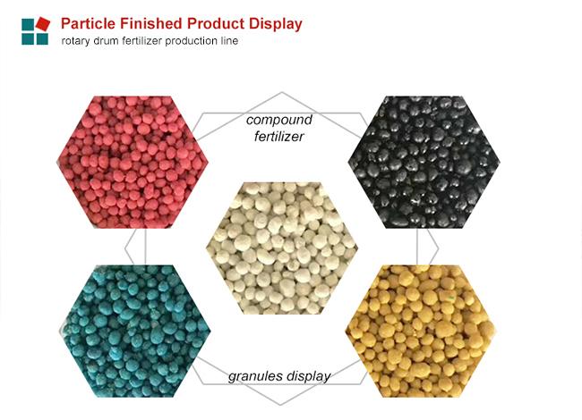 Close-up of granulation process in NPK production line