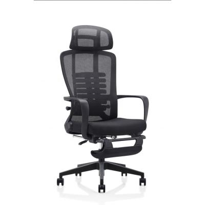Chaise de bureau en acier inoxydable avec repose-pieds et mécanisme d'inclinaison en maille de tissu
