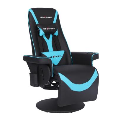 Κίνα Luxury Black/Blue Racing Style Gaming Sofa with Cup Holder LED Lighting and Footrest προς πώληση