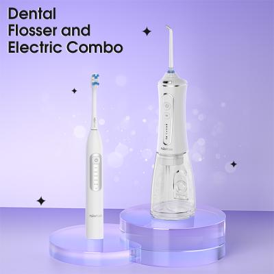 China Conjunto de viajes cepillado de dientes sónico 2 en 1 Flosser de agua Dentes de irrigación oral Combinación eléctrica de hilo dental y cepillado en uno en venta