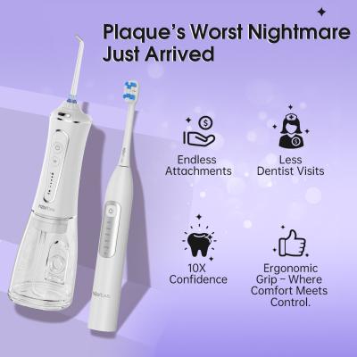 China Conjunto de viajes cepillado de dientes sónico 2 en 1 Flosser de agua Dentes de irrigación oral Combinación eléctrica de hilo dental y cepillado en uno en venta