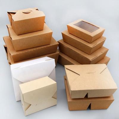 Cina #2 Custom Printing Kraft Folded Takeout box Fast Food Packaging Paper Box Takeway Food Box in vendita