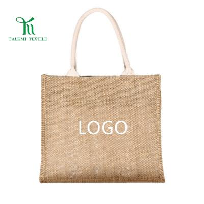 China Customized Jute Bag Gift Bag Canvas and Jute Handbag for sale