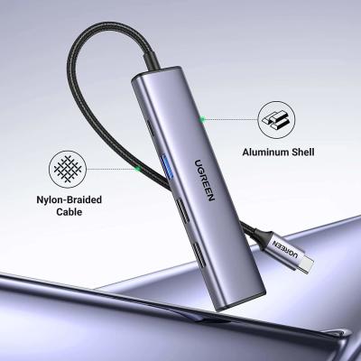 China Adaptador multiporte híbrido USB C 5Gbps 5 em 1 Hub USB C com 3 USB3.0 HDMI e RJ45 à venda