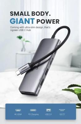 Cina USB C Hub 5 in 1 Adaptore multiporto 100W Fornitura di energia, 3 porte dati USB 3.0, velocità di trasferimento 5Gbps in vendita