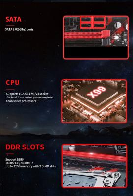 中国 パーソナライズされたX99マザーボード PCサーバー マザーボード 4xDDR4 サポートコア I7 E5 v3/v4 CPU X99マザーボード 販売のため