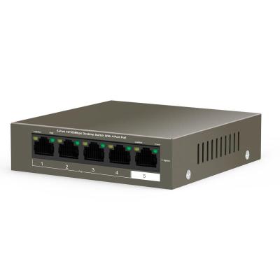 중국 1Gbps 스위치 용량 맞춤형 장거리 전송 TEF1105P-4-63W 5-포트 10/100Mbps 4-포트 PoE와 데스크톱 스위치 판매용