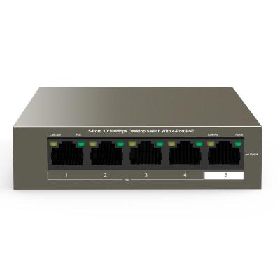 중국 1Gbps 스위치 용량 맞춤형 장거리 전송 TEF1105P-4-63W 5-포트 10/100Mbps 4-포트 PoE와 데스크톱 스위치 판매용