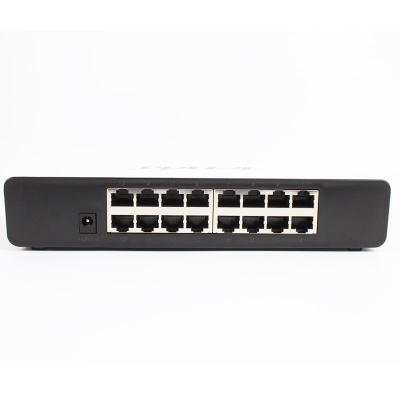 China Modo de comunicación Full-Duplex Personalizable 16 puertos RJ45 Switch Ethernet de escritorio 10/100Mbps Switch de red de negociación automática en venta