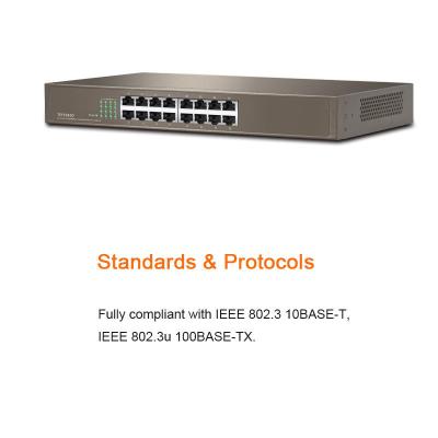 Chine TEF1016D personnalisé 16 ports Fast Ethernet Bureau Rackmount Commutateur Communication en double complet et réseautage sans fil à vendre