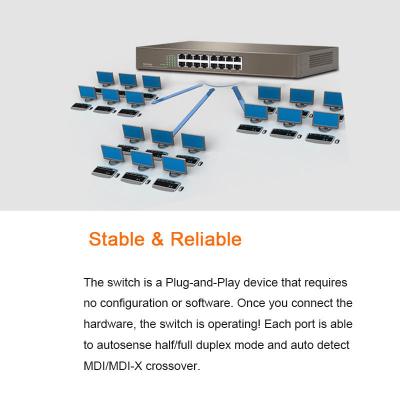 Chine TEF1016D personnalisé 16 ports Fast Ethernet Bureau Rackmount Commutateur Communication en double complet et réseautage sans fil à vendre