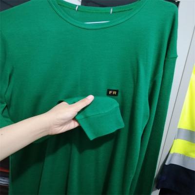 China Het groene Gebreide Katoen van de Kokert-shirts van 5.5oz Beschermende Fr Lange Te koop