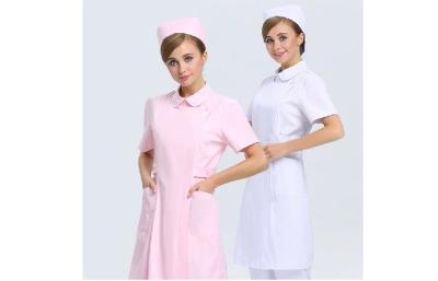 China Uniformes médicos rosados de la oficina de Hosipital, vestido blanco del uniforme de la enfermera de Femal en venta