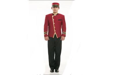 Cina Uniformi rosse per il portiere, uniformi del personale dell'hotel di governo della casa dell'hotel in vendita