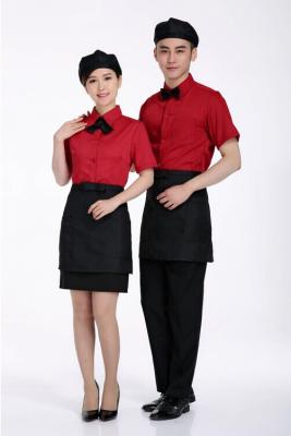 Cina uniformi occidentali su misura del personale dell'hotel della camicia per gli uomini e le donne con il grembiule della vita in vendita