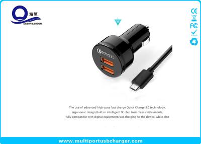 Cina Caricatore doppio dell'automobile del Usb della tassa 3,0 rapidi neri di colore per il telefono Xiaomi Huawei in vendita