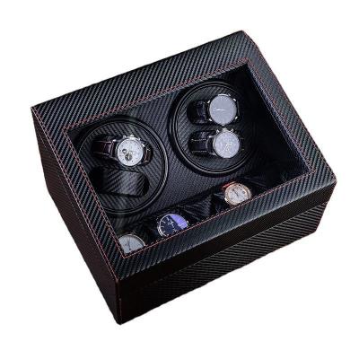 China Multifunctional  4 Slots Luxury Watch Winder Rotating Watch Box With Remote Control for sale