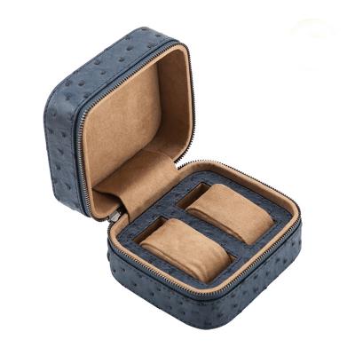 China 2 Slots Luxury PU Leather Watch Display Box with Zipper for Secure Storage for sale