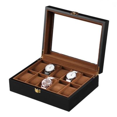 China Square Black Leather Watch Case with Custom Logo and Velvet Lining for Luxury Watch Storage for sale
