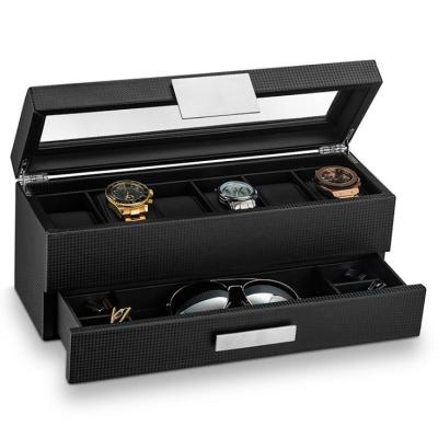 China Durable 6 Slot Leather Watch Box With Velvet Lining Custom Logo for sale