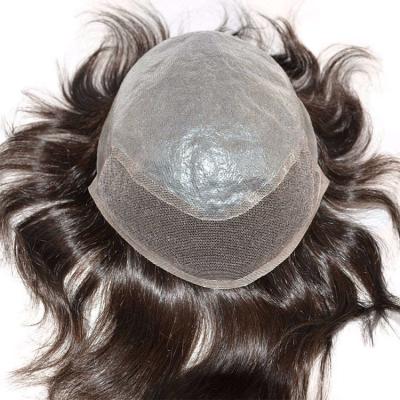 China 6 inch Thin Skin Mens Toupee Mensen haar krullende pruik 10A Grade OEM Te koop