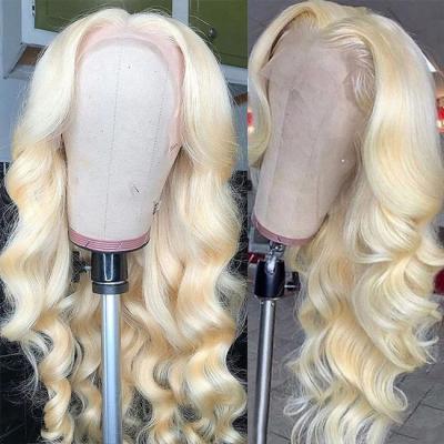 Chine 180 Densité de cheveux vierges indiens bruts Perruques Blonde 613 13x6 perruque frontale Corps ondulé HD Transparent dentelle frontale à vendre