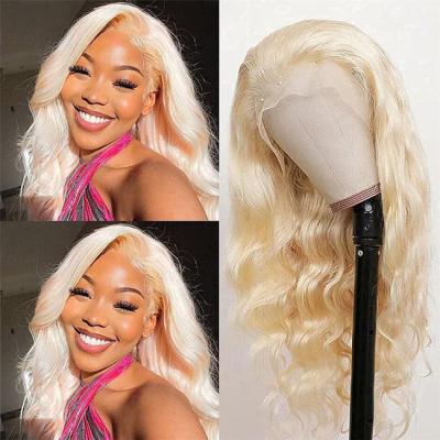 Chine 180 Densité de cheveux vierges indiens bruts Perruques Blonde 613 13x6 perruque frontale Corps ondulé HD Transparent dentelle frontale à vendre