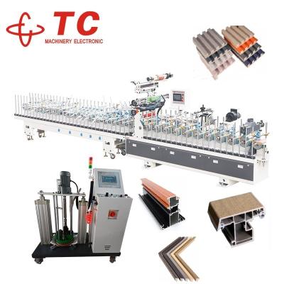 China TC Machinery Company Low Price PVC Film Speaker Board PUR Hot Glue Profile Wrapping Machine for sale