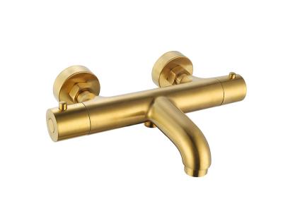 Κίνα Thermostaic Temperature Adjustable Bath Or Shower Spout Mixer Brushed Golden Color Brass Tap Faucet OEM Round Classical προς πώληση