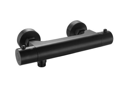 Thermostaic Temperature Adjustable Shower Spout Mixer Matt Black Color Brass Tap Faucet OEM Round Classical
