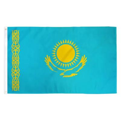 Cina 100% Polyester Kazakhstan Country Flag 3X5ft Custom Digital Printing / Screen Printing in vendita
