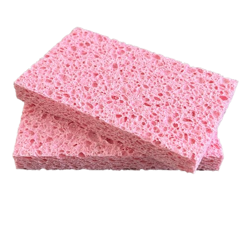 Customized cellulose sponge scourer in use