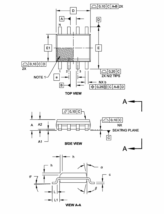 MCP6022-I/SN Dual Op Amp technical drawing