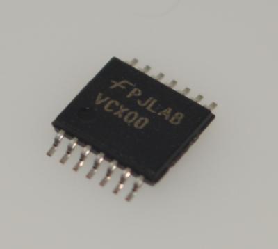 China 74VCX00MTCX Compuerta NAND de 2 entradas y 2.3-3.6V con entradas/salidas tolerantes a 3.6V, salida balanceada de 100mA, retardo ultrabajo <2.5ns en encapsulado TSSOP-14 pequeño en venta