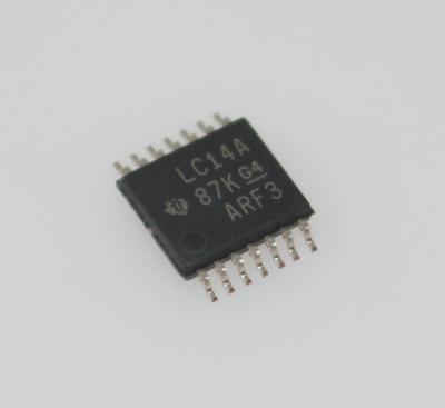 China SN74LVC14APWR Invertidor Schmitt-Trigger de 6 canales con 1.65-5.5V VCC ancho 10ns Máximo tp 0.5μA Bajo CCI ± 24mA Ejecutivo de salida HBM Protección ESD TSSOP-14 Paquete & -40 °C a +125 °C Nivel de clasificación en venta
