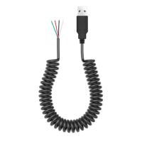 Quality Coiled Spring Wire USB to Open 4 Tinned Bare Wires End Cable for sale