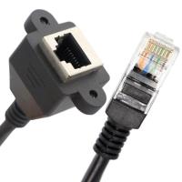 Quality Custom 6FT Screw Locking Stud Network Ethernet Female Socket RJ45 Panel Mount Extension Cable for sale