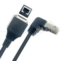 Quality Cat5e Up Down Left Right Angle RJ45 Male to RJ45 Female Socket Panel Mount Ethernet Cable for sale