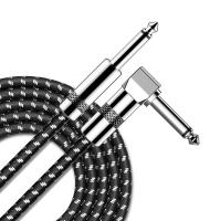 Quality OEM 3M 1/4 Inch 6.3mm TS Jack Right Angle Music Instrument Bass Amplifier Pedal Guitar Patch Cable for sale