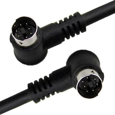 China Custom 90 Degree Right Angle L Shape S Video Male to Male Female 7 Pin Mini Din Extension Cable for STB for sale