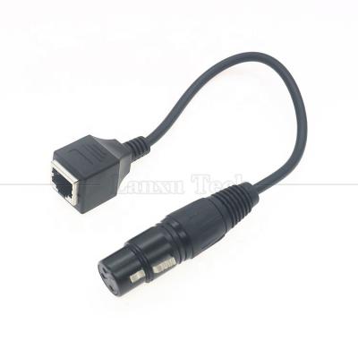XLR 3 Pin Poles Male Female to RJ45 Female Cat5 Network Ethernet Adapter Cable