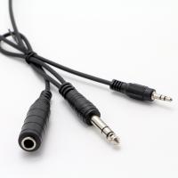 Quality Y Splitter Male to Female 6.35mm 3.5mm TRS Microphone Stereo Jack Audio Cable for sale