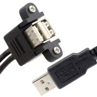 Quality Screw Locking 0.5M 1M Male to Female Dual USB 2.0 Panel Mount Extension Cable for sale