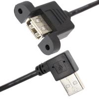 Quality Screw Locking 90 Degree Right Angle Type A Male to Female Panel Mount USB Extension Cable for sale