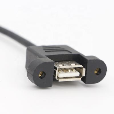 Screw Locking 90 Degree Right Angle Type A Male to Female Panel Mount USB