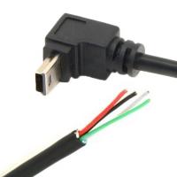 Quality 90 Degree Up Down Left Right Angle Mini USB to Stripped Bare Wire Open End Pigtail Cable for sale