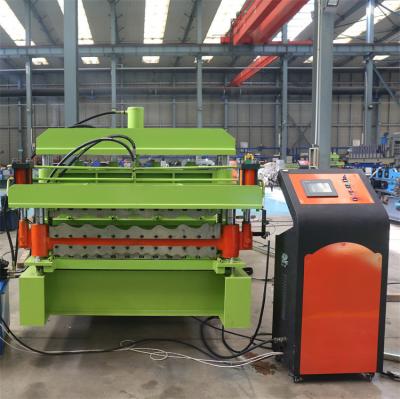 China Farbgalvanisierte Dach-Doppelschicht-Stahlrolle, die Maschine für Metallbaumaterial bildet zu verkaufen